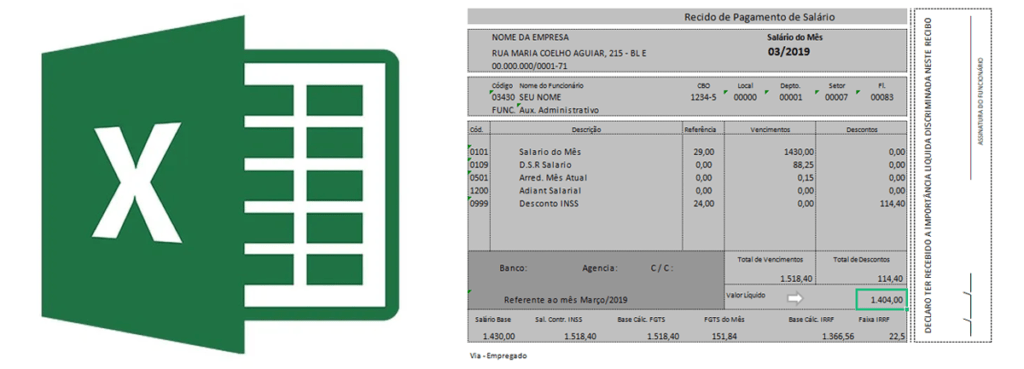 Contracheque editável: Modelo para Excel e PDF